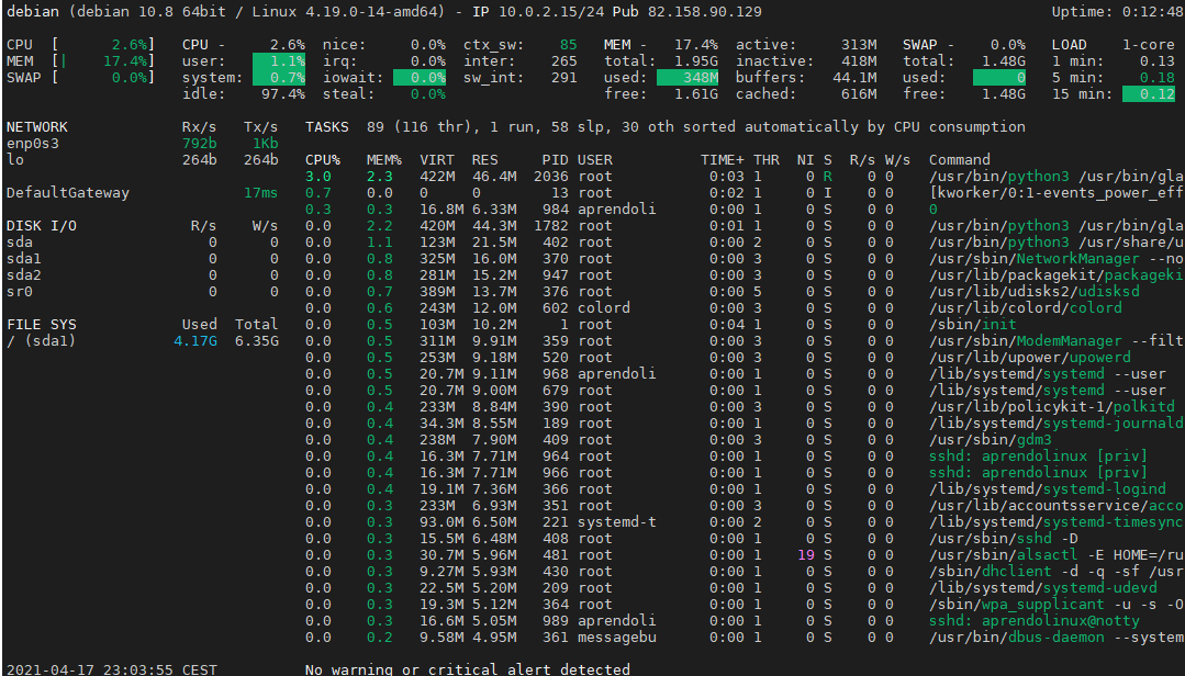 Cómo monitorizar Linux con glances - Aprendo Linux